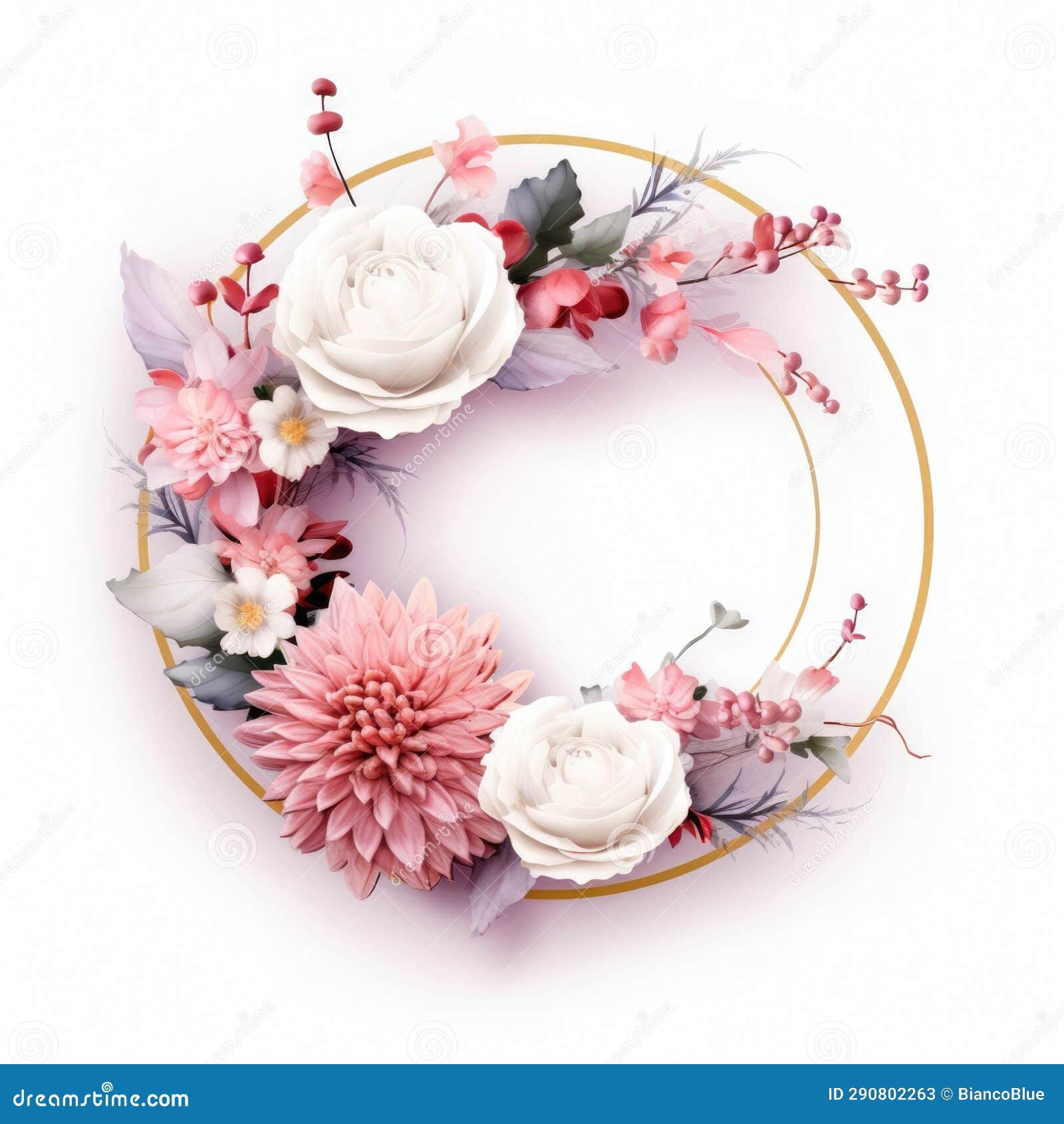Beautiful Round Floral Frame White Background. Generative AI Weber ...