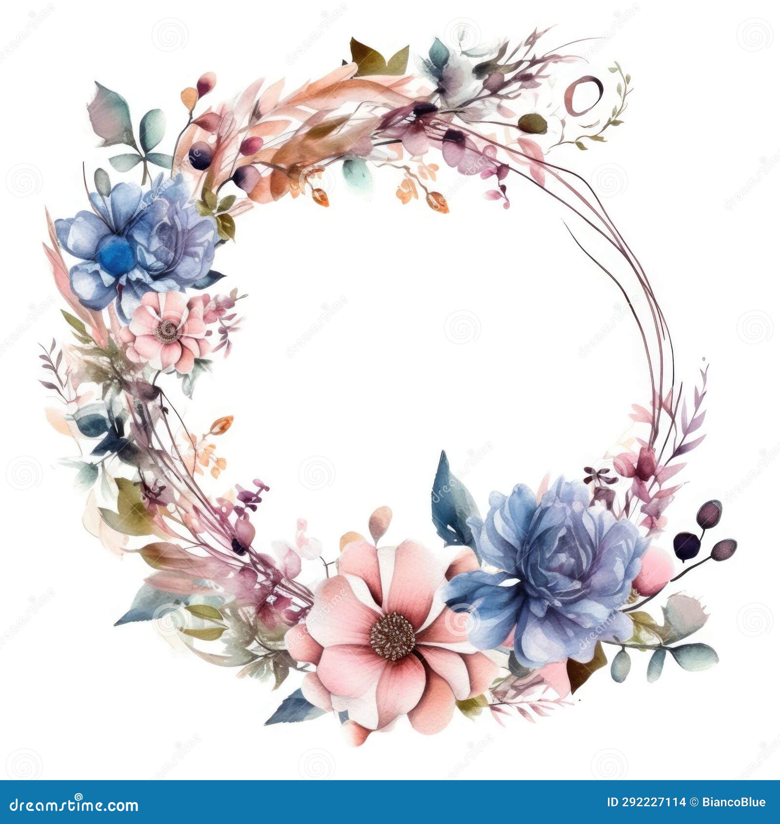 Beautiful Round Floral Frame White Background. Generative AI Weber ...