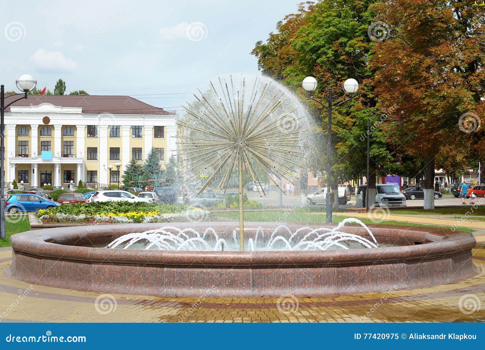 Beautiful round fountain stock image. Image of water - 77420975