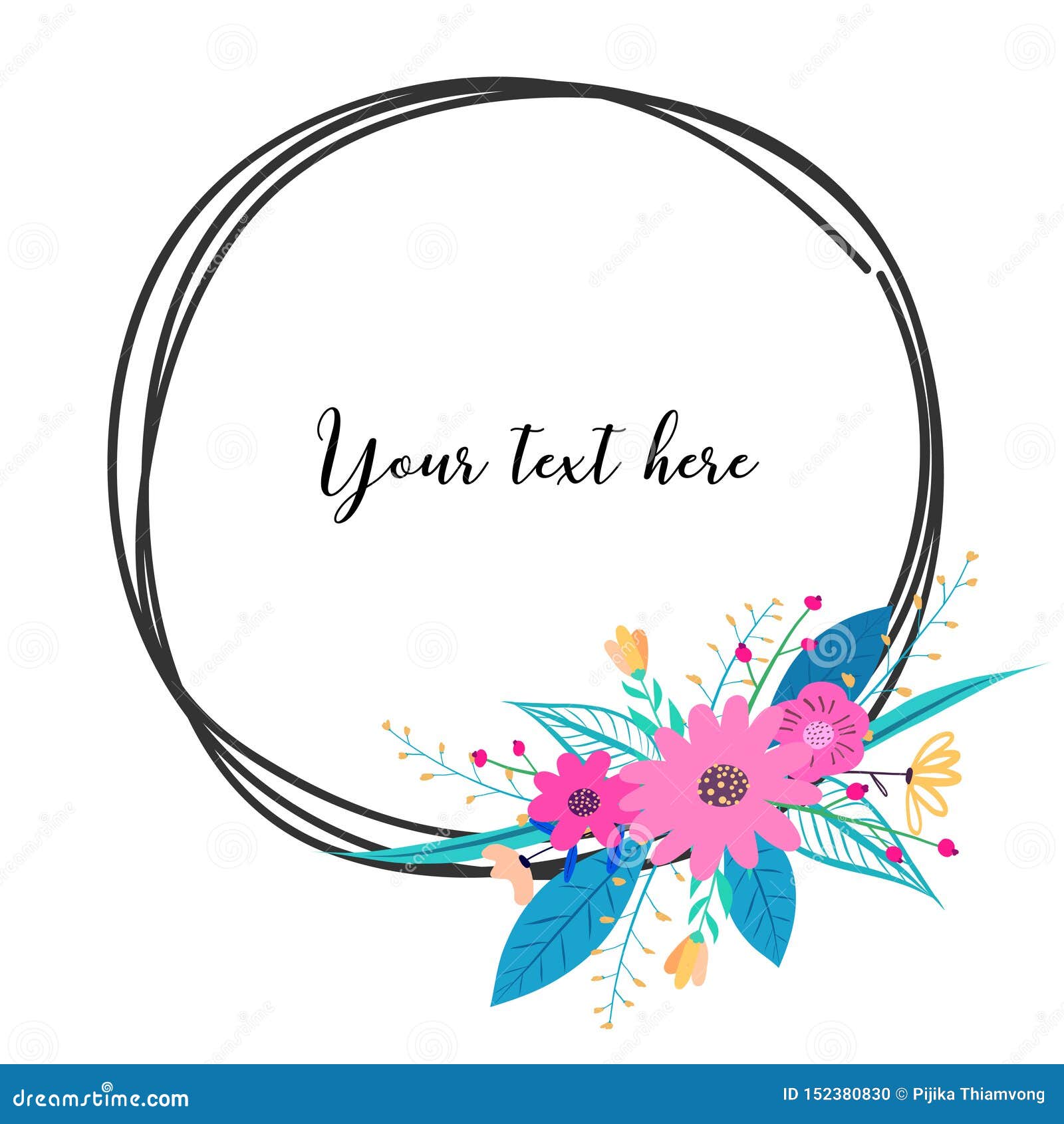 Beautiful Round Frames with Flower for Decoration. Decorative Element ...