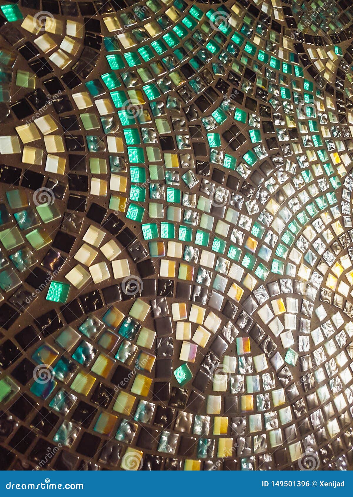 Beautiful Round Glass Mosaic Table with Geometric Pattern. Stock Photo ...