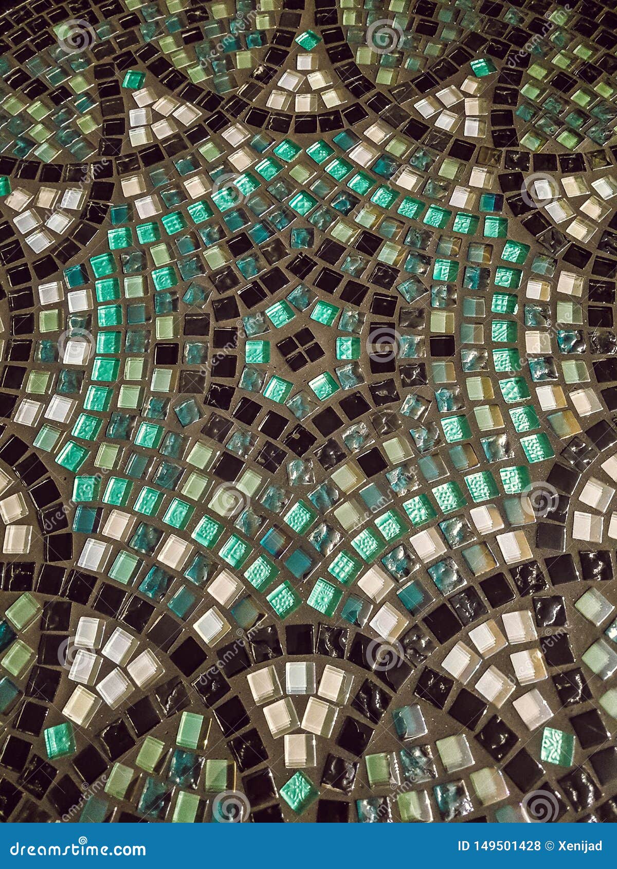 Beautiful Round Glass Mosaic Table with Geometric Pattern. Stock Photo ...