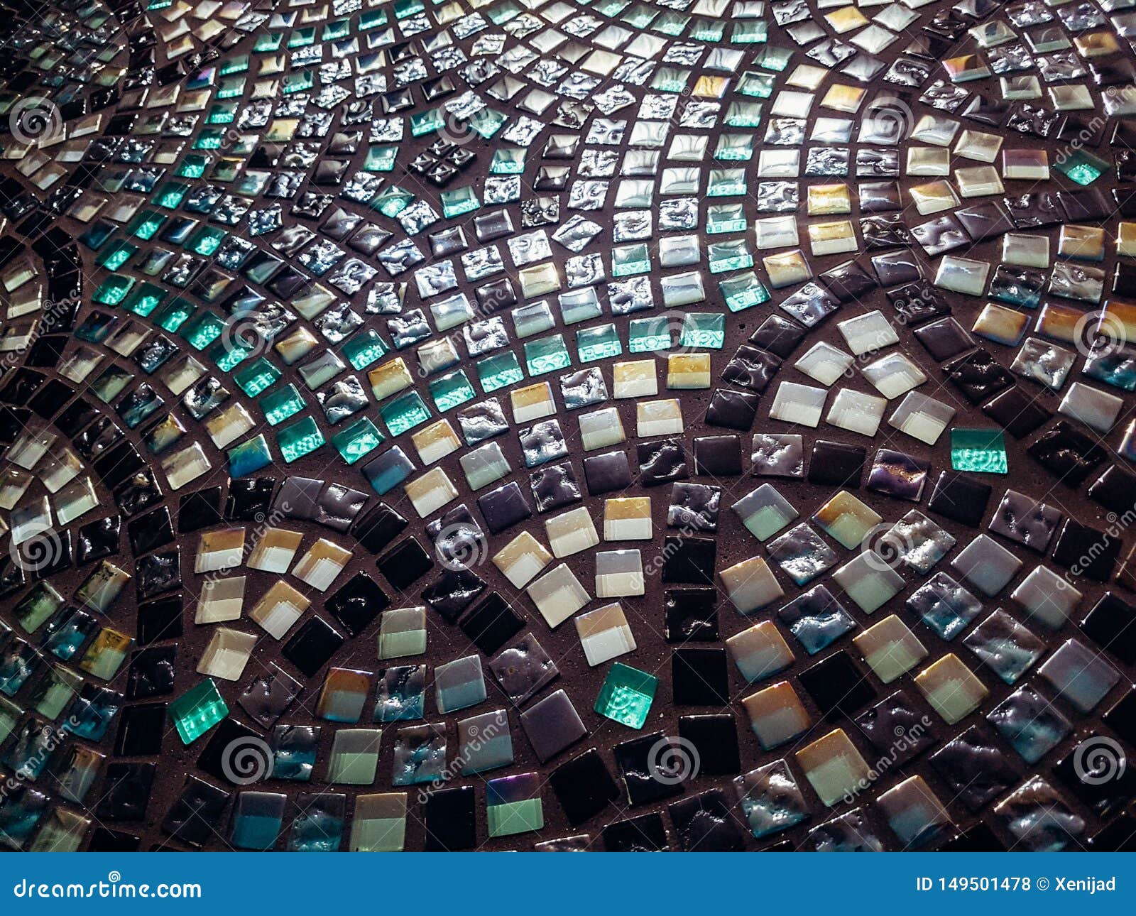 Beautiful Round Glass Mosaic Table with Geometric Pattern. Handmade ...