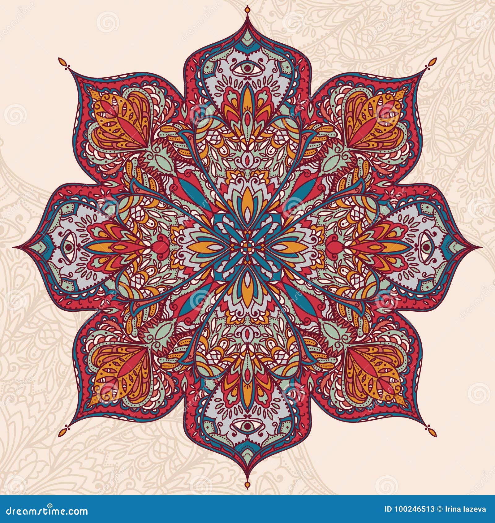 Beautiful round pattern stock vector. Illustration of bohemian - 100246513