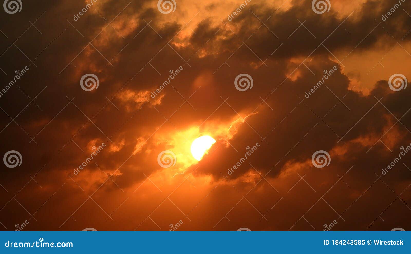 Beautiful Round Sun Covered by Clouds Stock Image - Image of evening ...