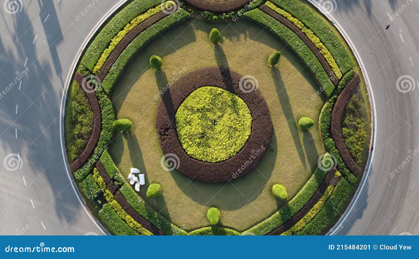 Beautiful Roundabout Planted with Tree Stock Video - Video of drive ...