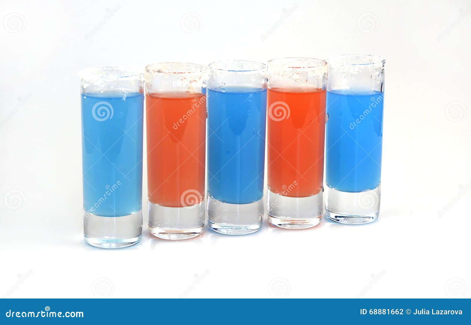 Beautiful Row Line of Different Colored Alcohol Cocktails Stock Photo ...