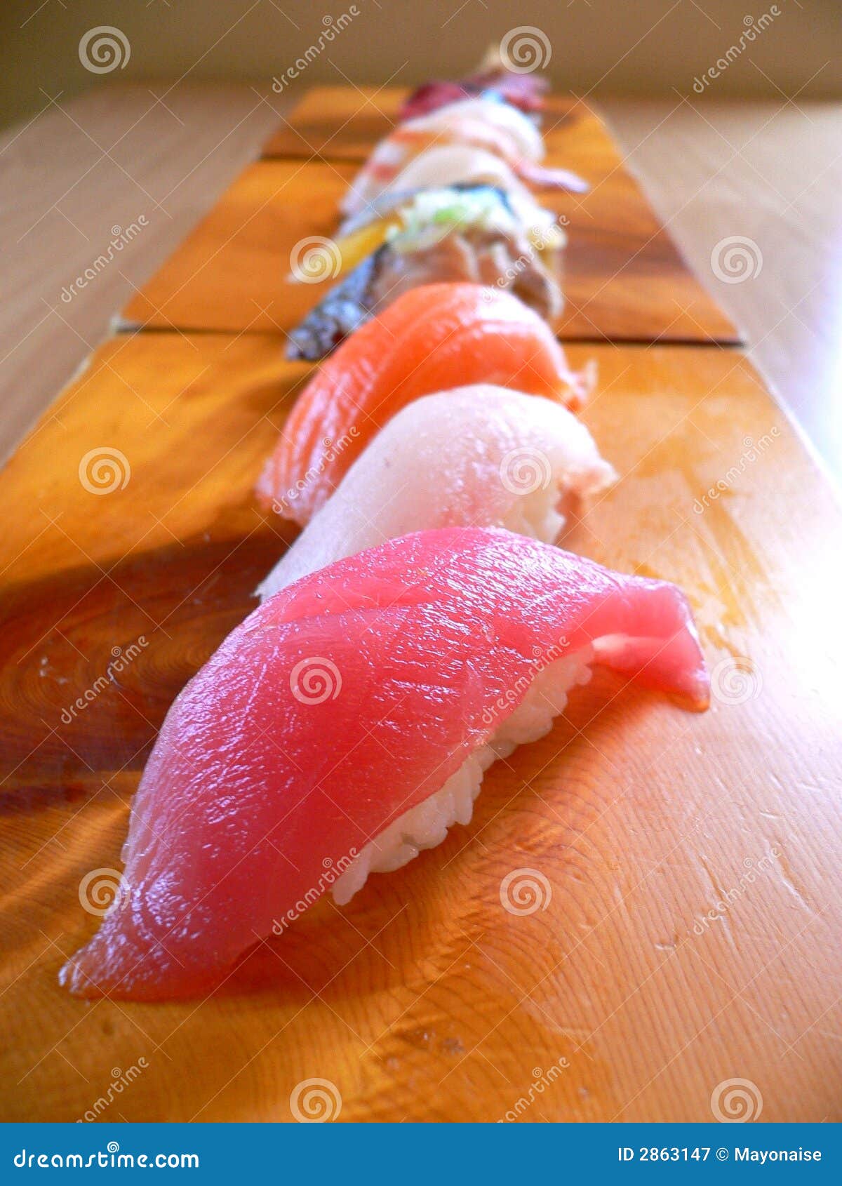 A beautiful row of sushis stock image. Image of japanese - 2863147