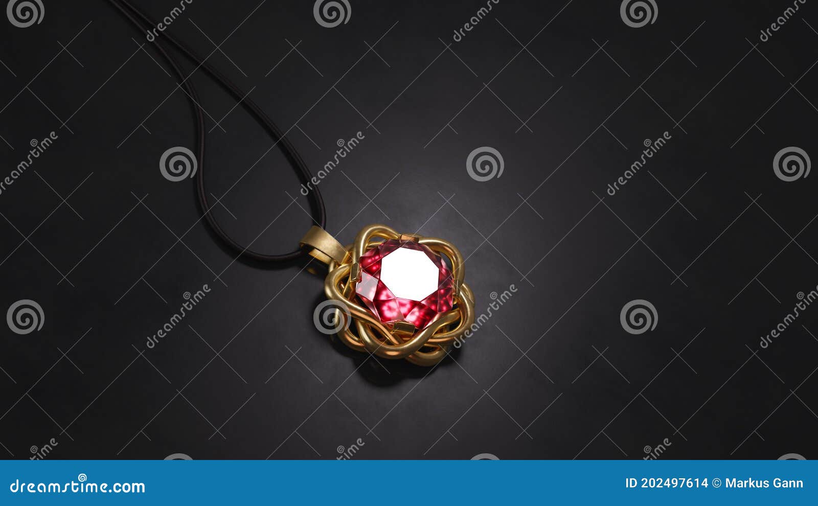 Beautiful Ruby Jewel Necklace on Black Background Stock Illustration ...