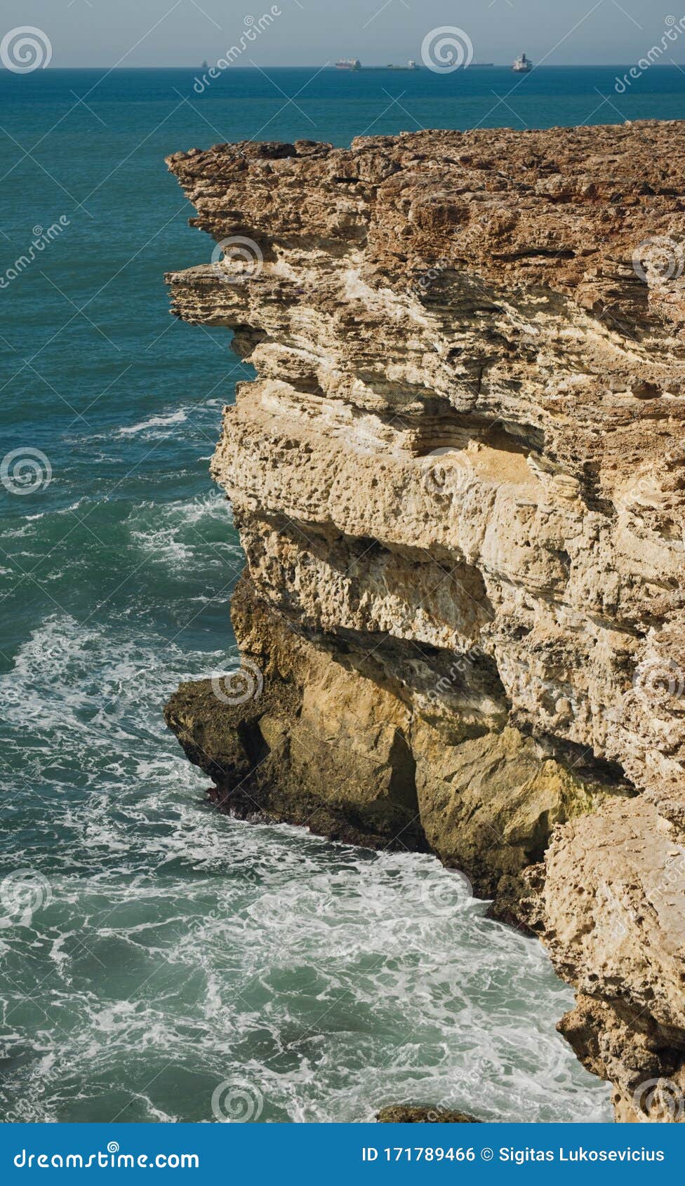 Beautiful Rugged Coastline with Waves Crashing Against the Cliffs Stock ...