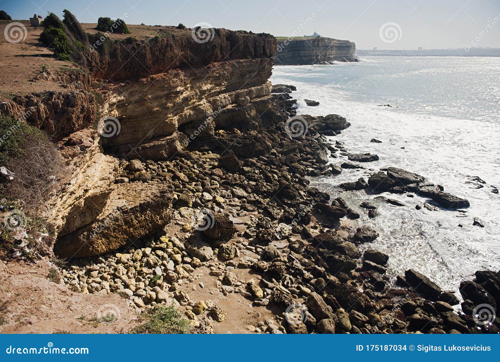 Beautiful Rugged Coastline with Waves Crashing Against the Cliffs Stock ...