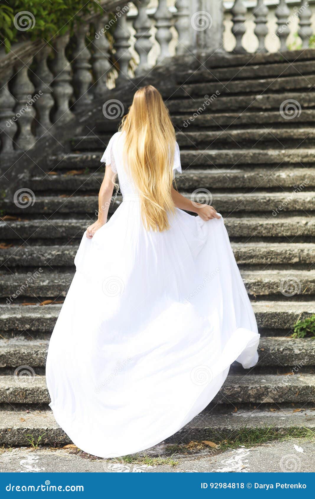 Beautiful Running Bride Outdoors in Park Stock Photo - Image of ...