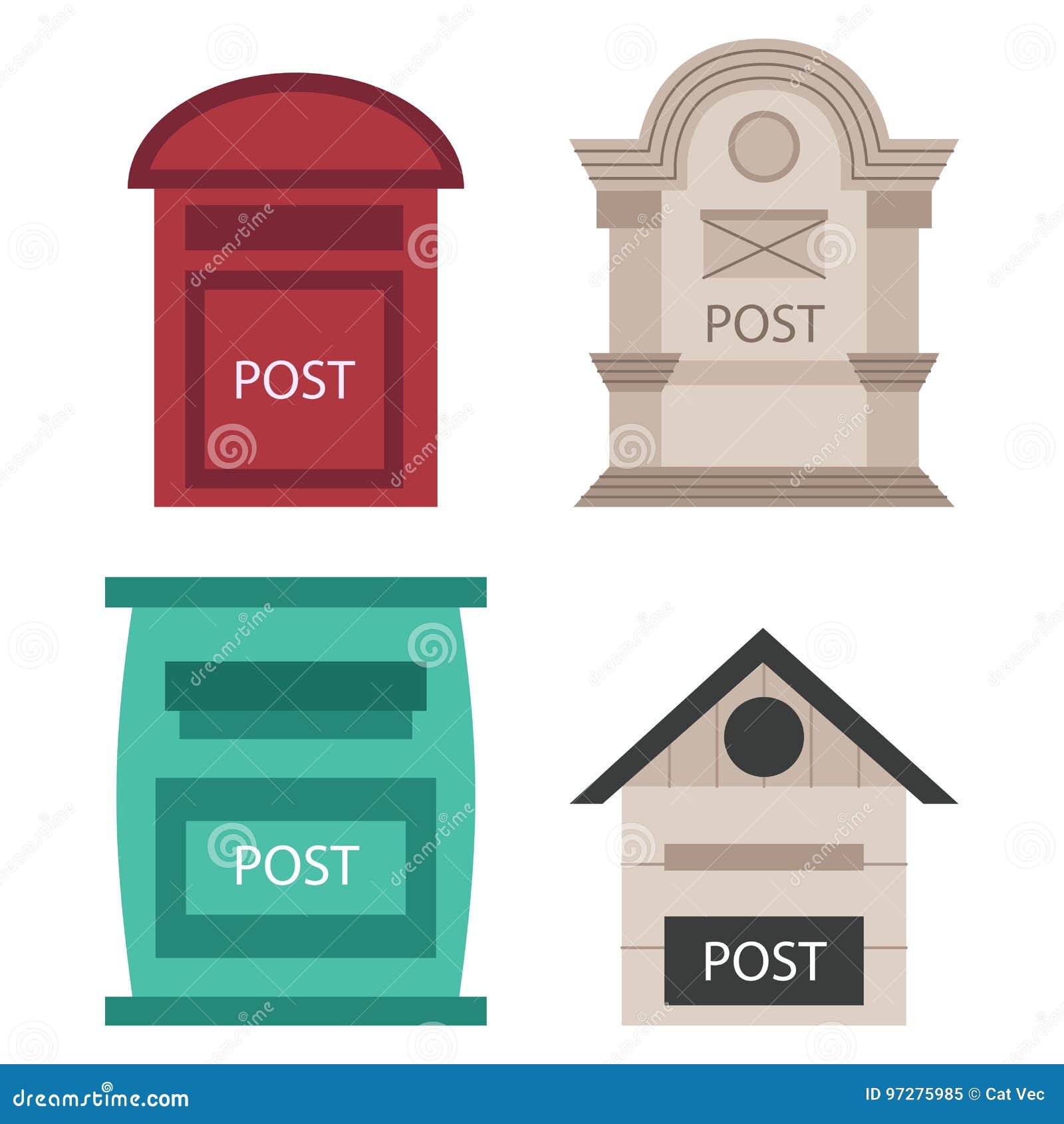 Mailboxes Row Service 2D Vector Web Banner, Poster | CartoonDealer.com ...