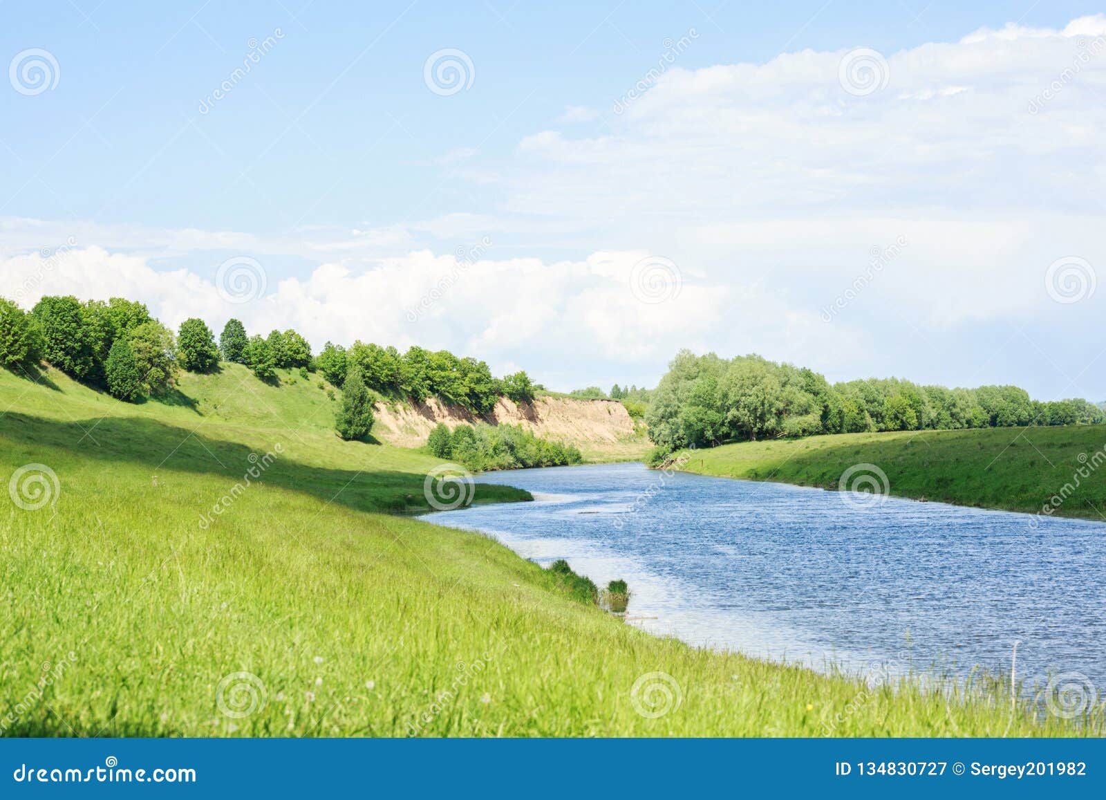 Beautiful Rural Landscape. River in the Village Stock Image - Image of ...