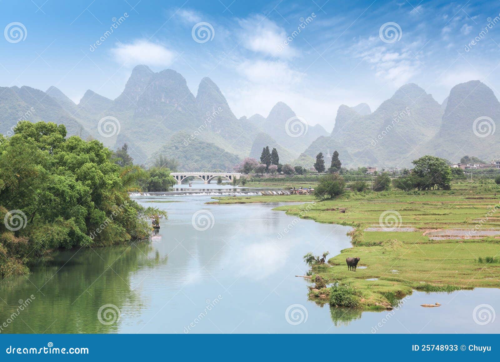 Beautiful Rurality Scenery of Yangshuo Stock Image - Image of guilin ...