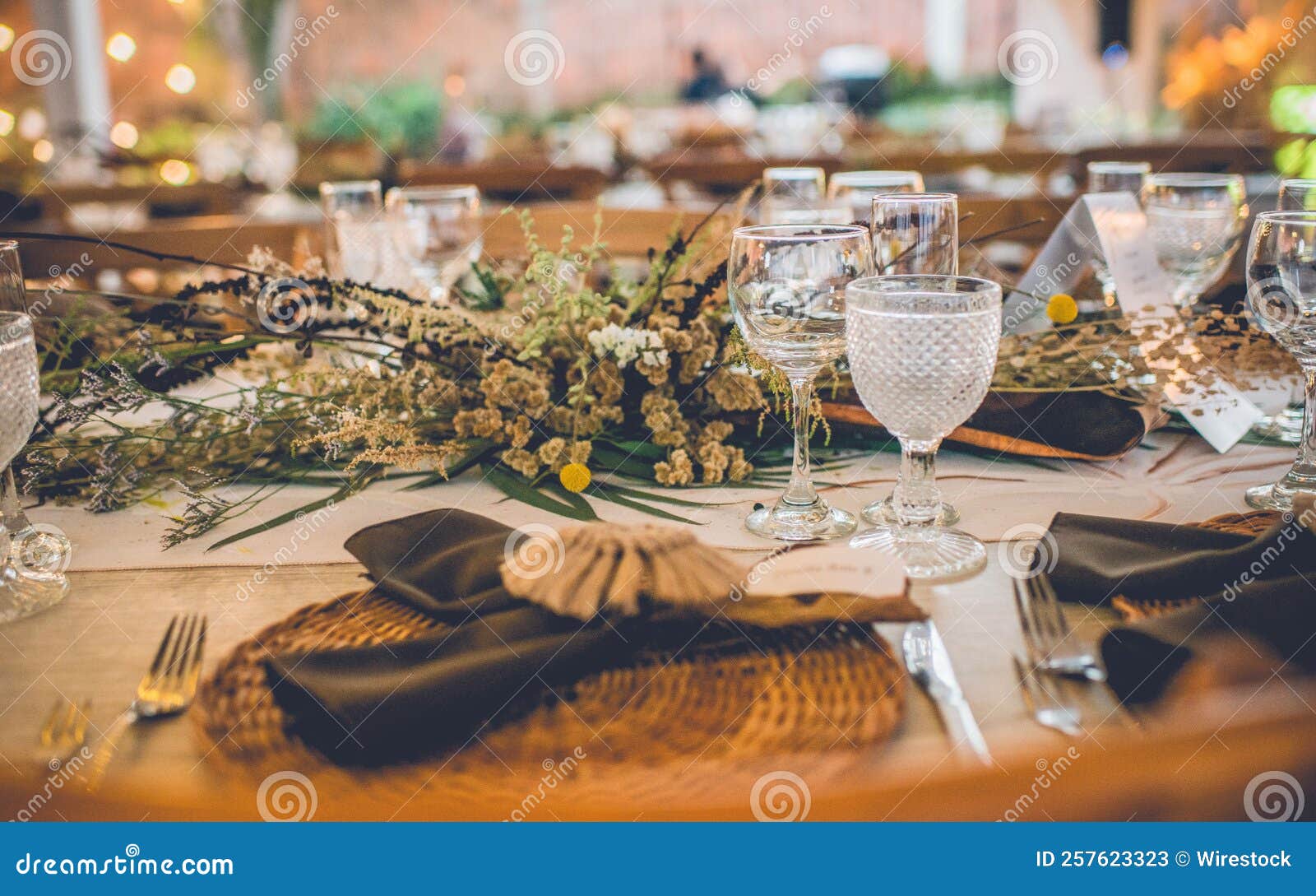 Beautiful Rustic Decorated Table for an Event Stock Image - Image of ...