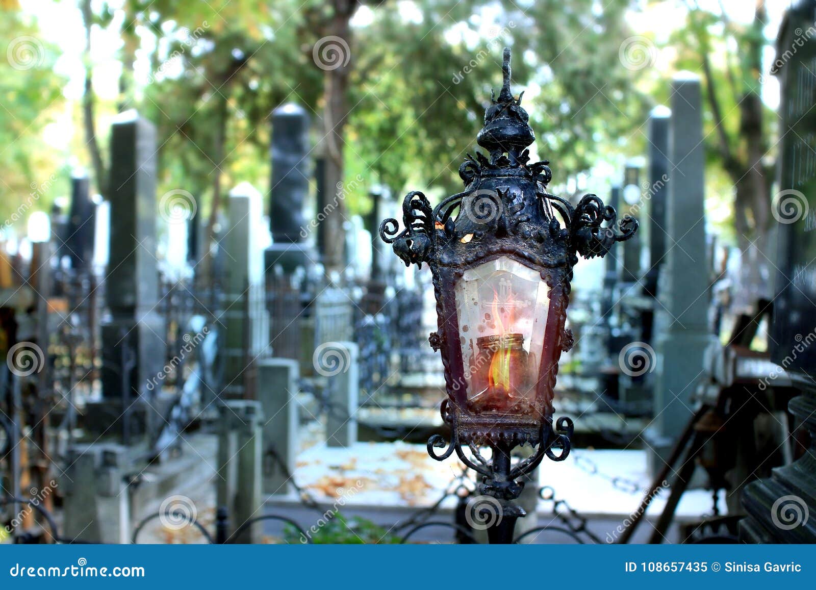 Beautiful Rustic Lantern at the Graveyard Stock Image - Image of ...
