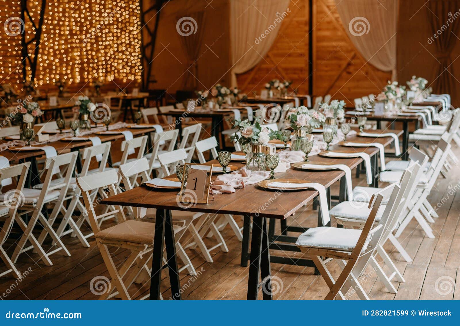 A Beautiful Rustic Table Setting for a Wedding Reception Stock Image ...