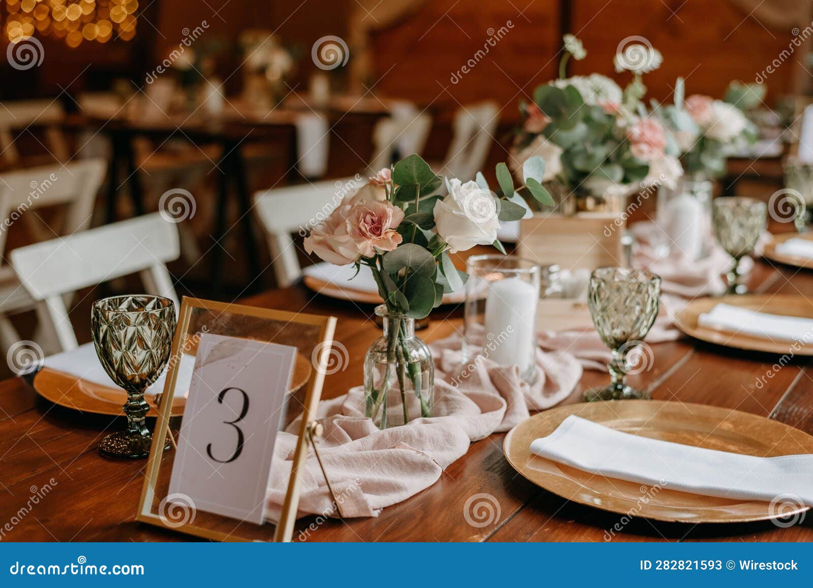 Beautiful Rustic Table Setting for a Wedding Reception Stock Image ...
