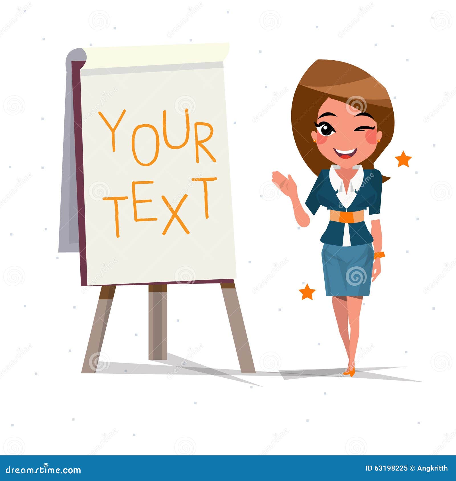 Beautiful S Lady Presenting Something on Paperboard Stock Illustration ...