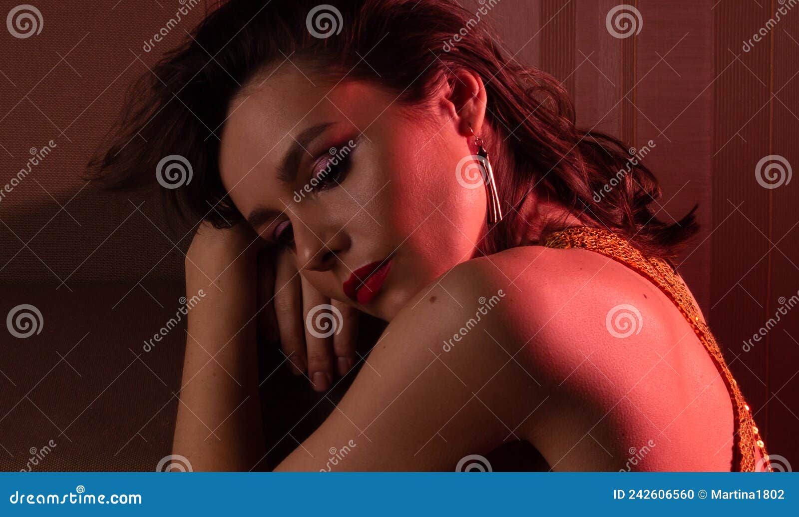 Beautiful sad girl stock photo. Image of studio, face - 242606560