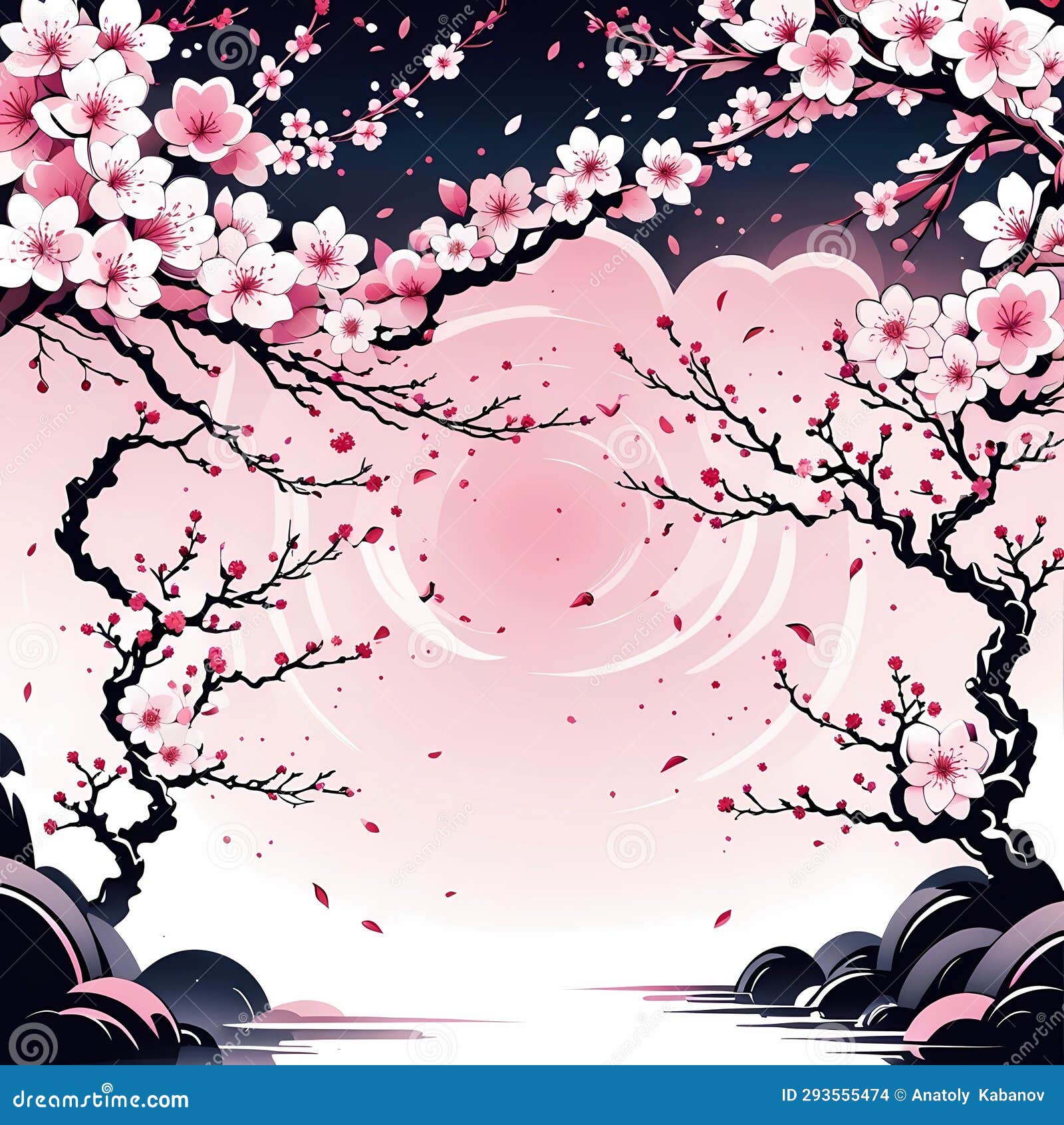 Beautiful Sakura Background Stock Illustration - Illustration of design ...