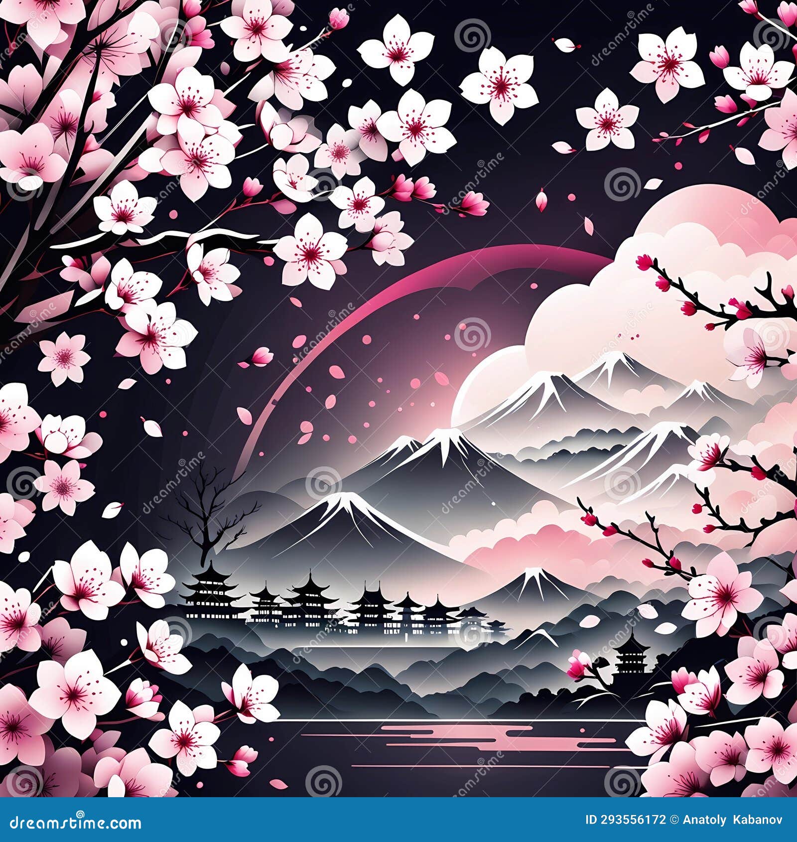Beautiful Sakura Background Stock Illustration - Illustration of ...