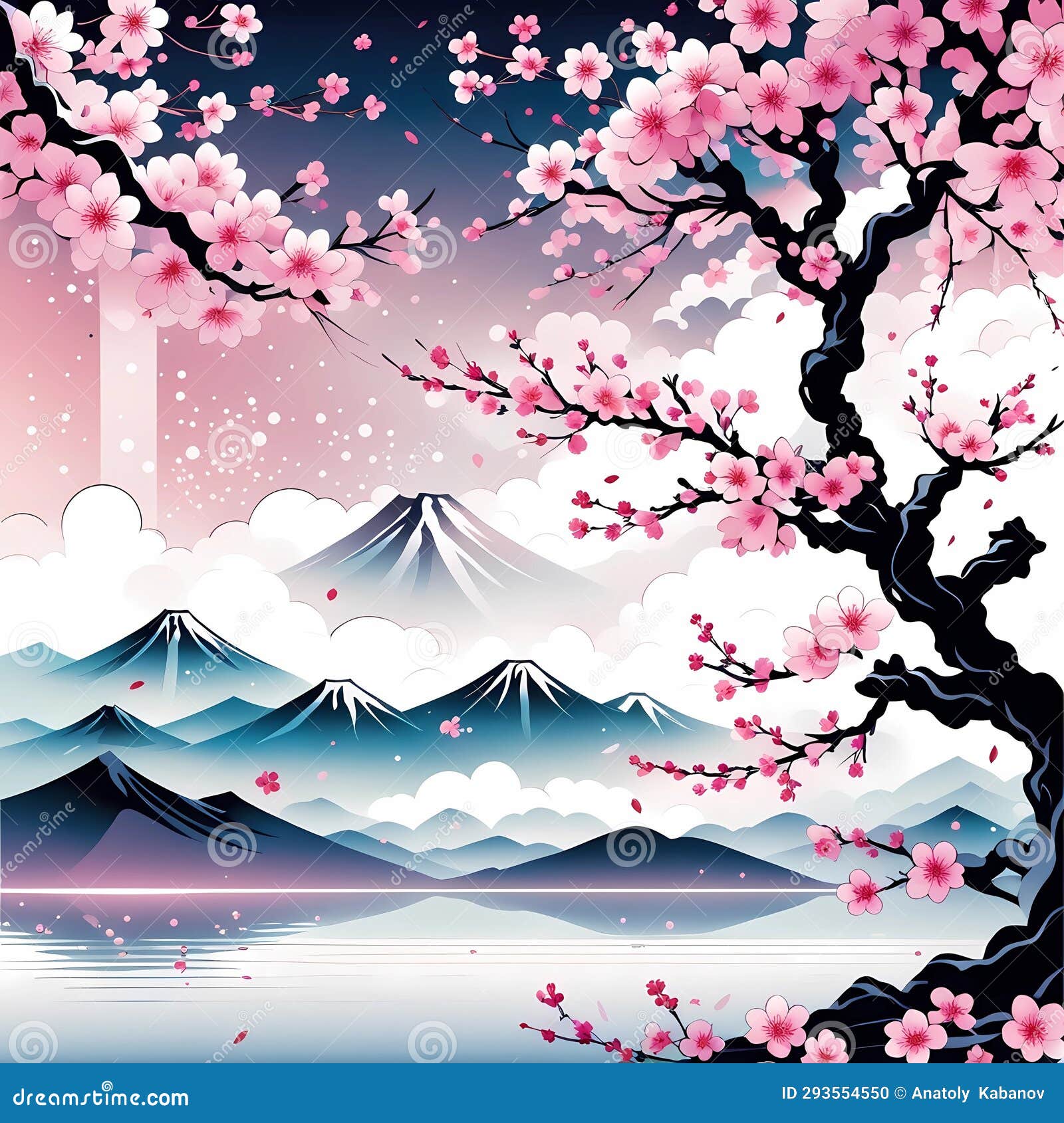 Beautiful Sakura Background Stock Illustration - Illustration of pink ...