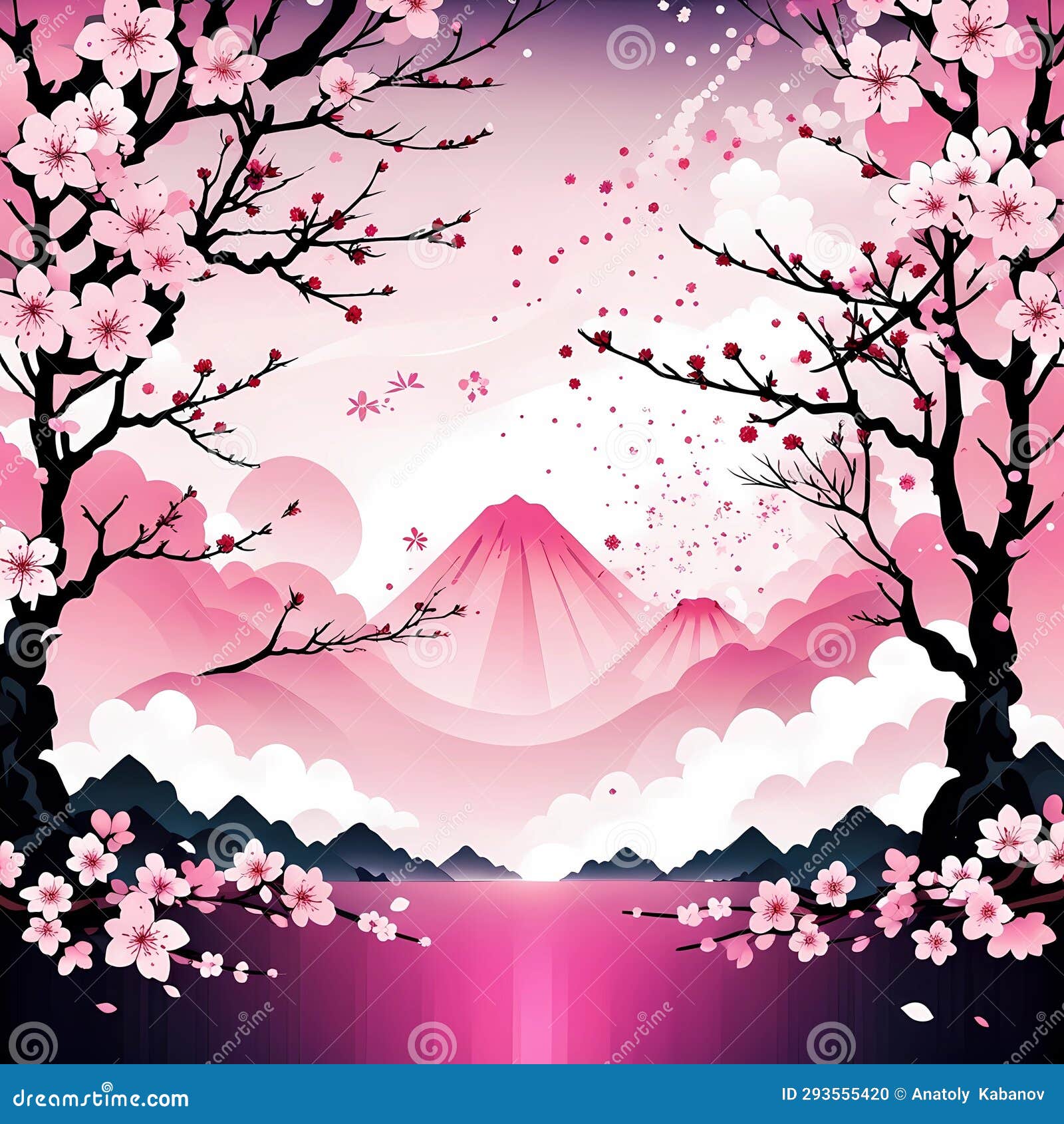 Beautiful Sakura Background Stock Illustration - Illustration of plant ...