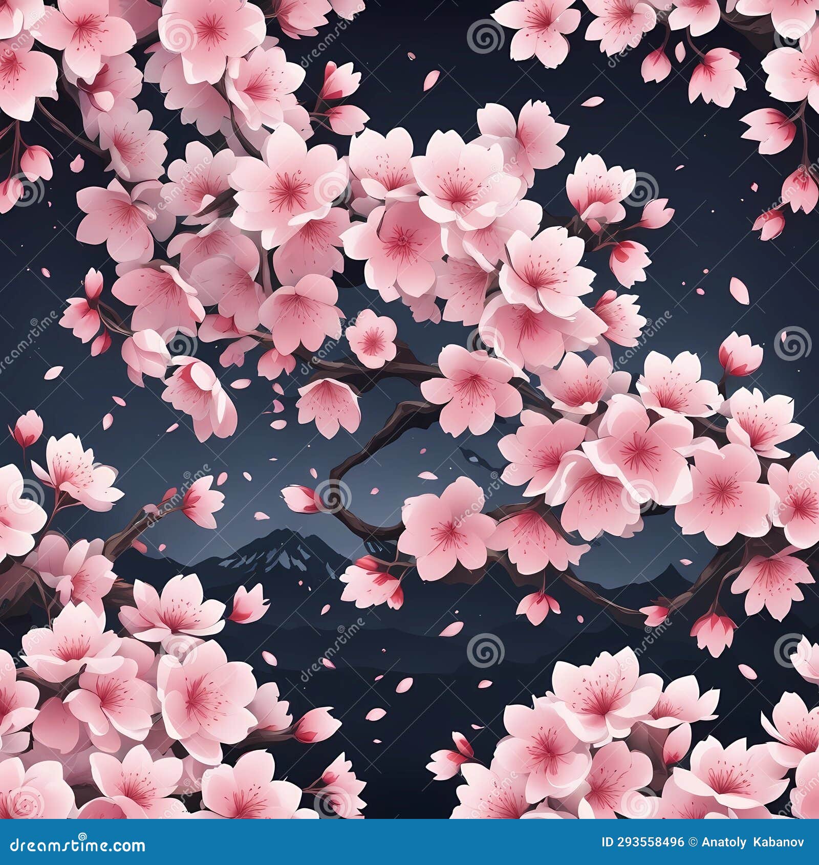 Beautiful Sakura Background Stock Illustration - Illustration of ...