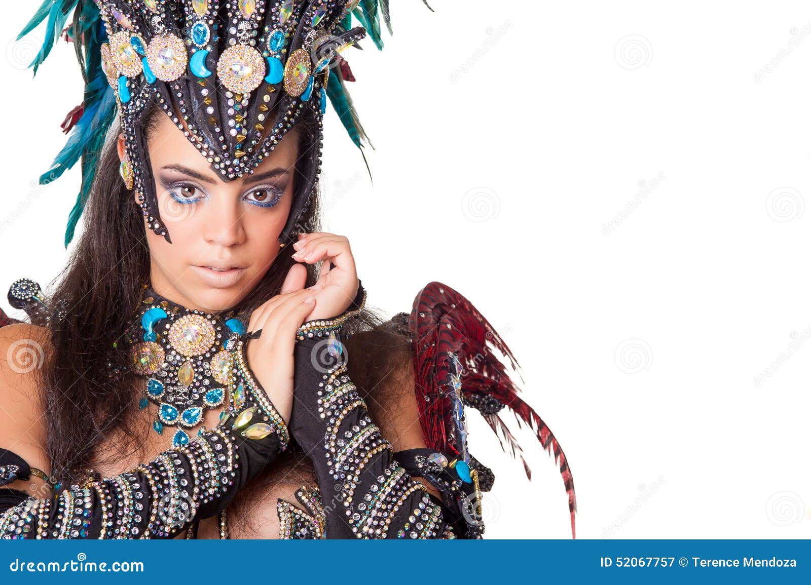 Beautiful Samba Dancer Portrait, Isolated on White Stock Image - Image ...