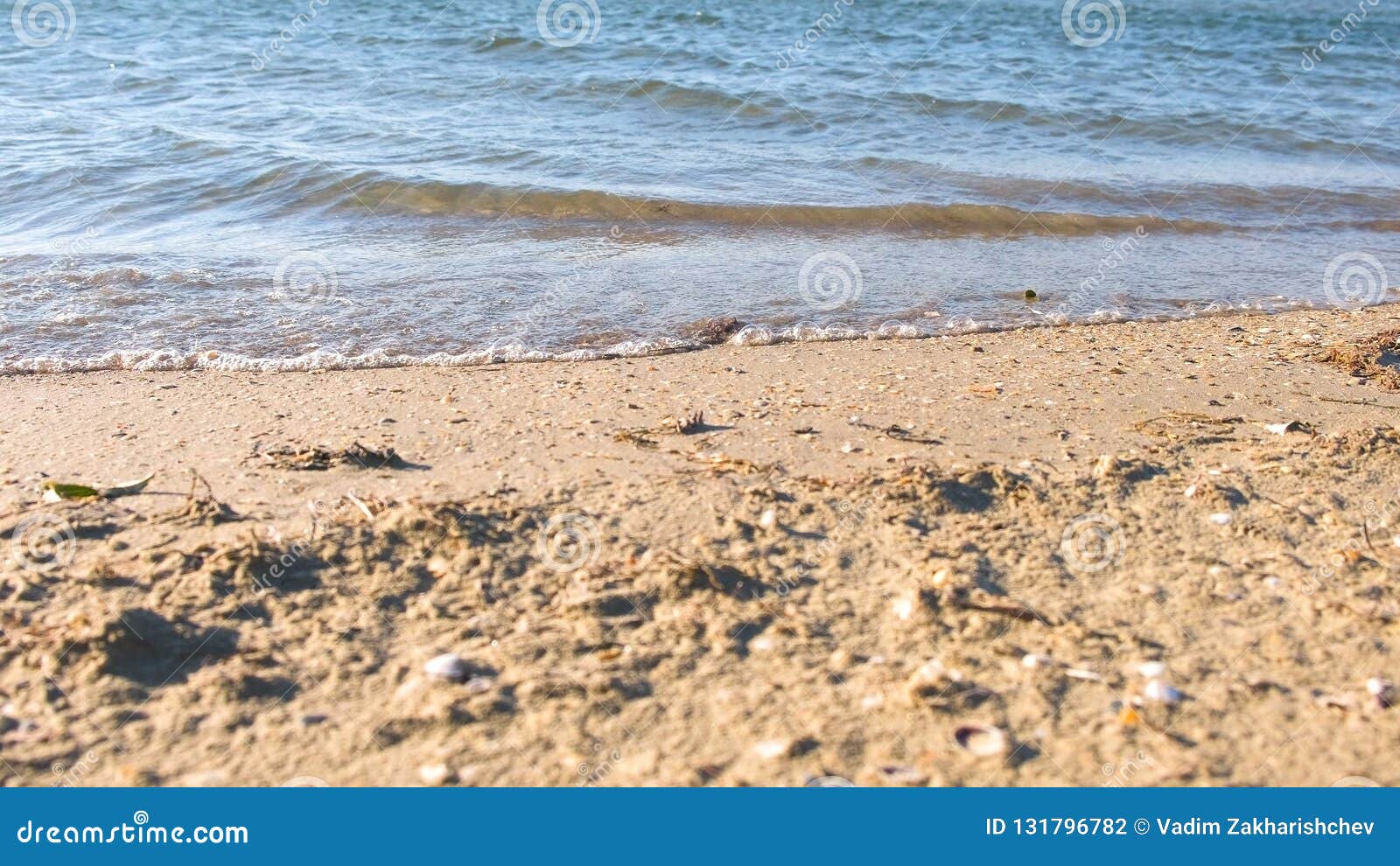Beautiful Sand Beach with Small Waves in Summer. Stock Photo - Image of ...