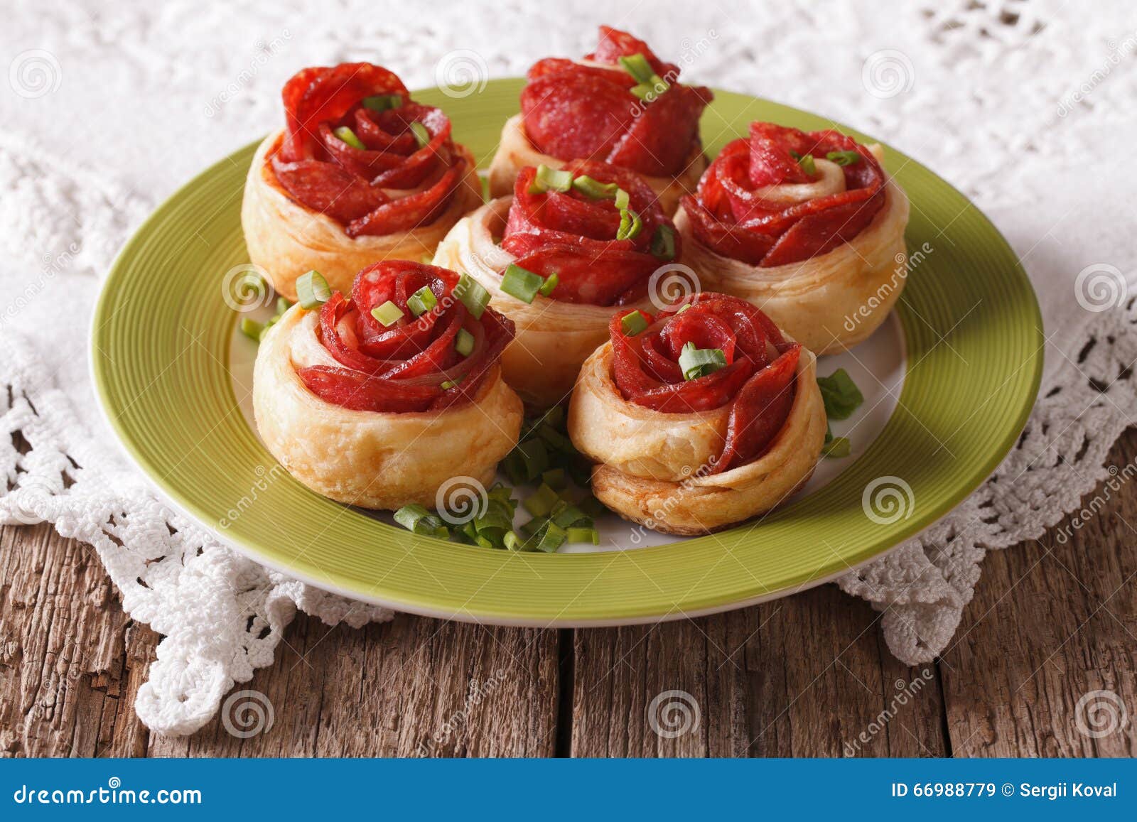 Beautiful Sandwiches with Salami and Cheese on a Plate. Horizontal ...