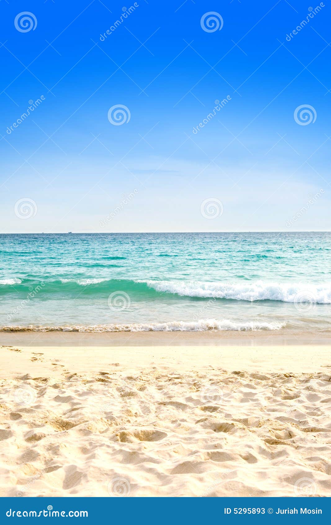 Beautiful Sandy Beach Against Blue Sky Stock Image - Image of bright ...