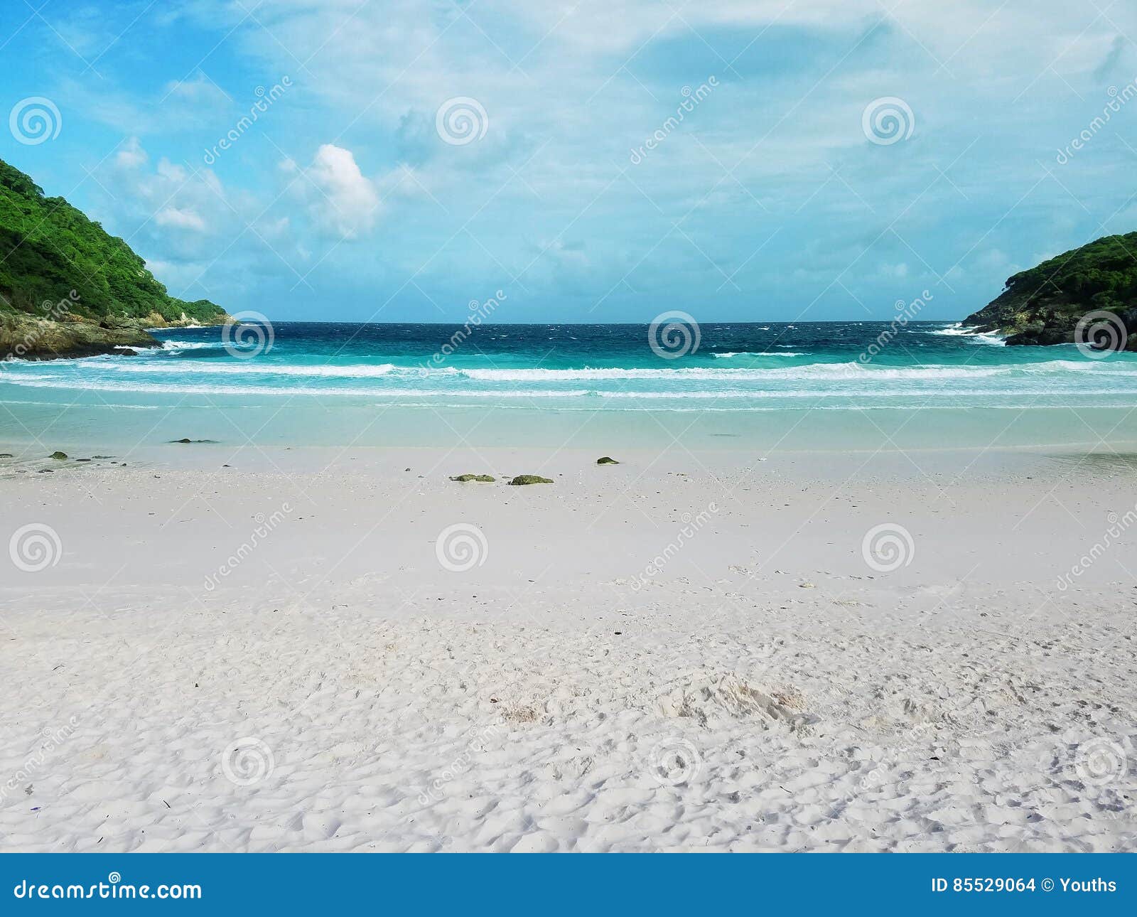 Beautiful Sandy Beach on a Tropical Island Stock Photo - Image of ...