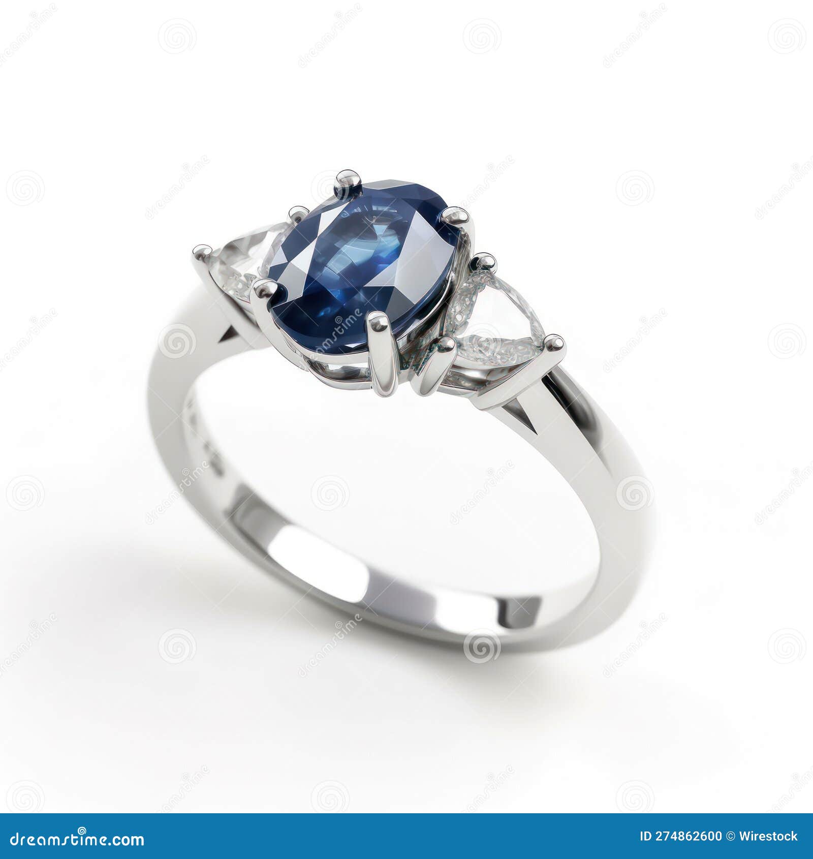 Beautiful Sapphire Ring Isolated on a White Background. Stock Photo ...