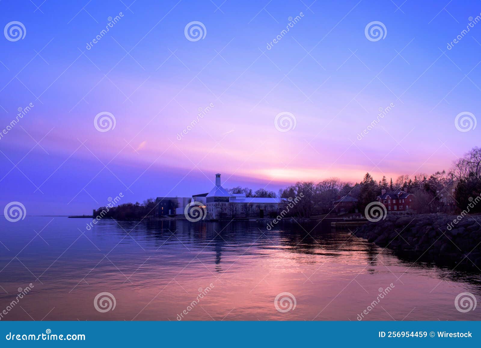 Beautiful Scenary of Purple Sunset Over the Lake Stock Image - Image of ...