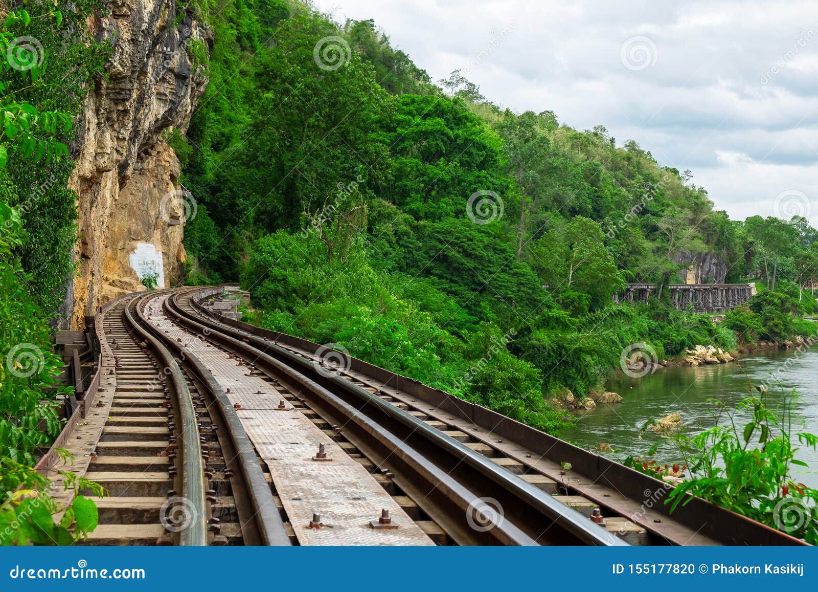 Beautiful Scence of Train Railway through Mountain Forrest and River ...