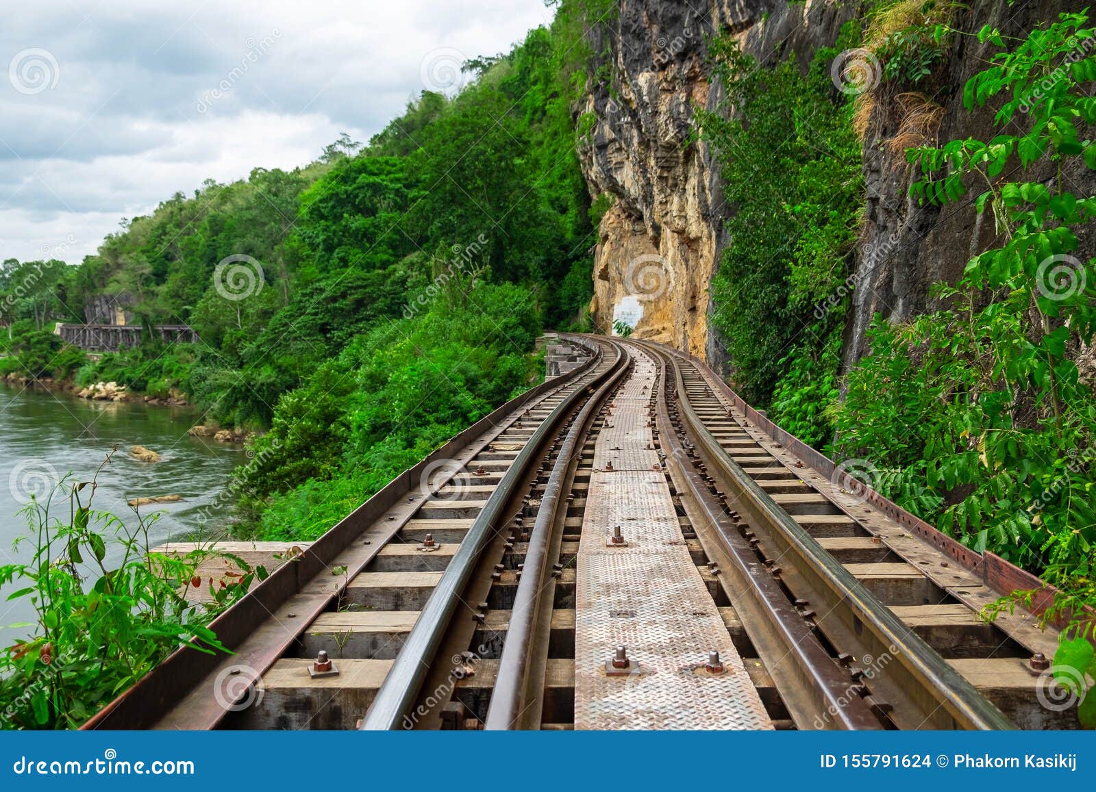 Beautiful Scence of Train Railway through Mountain Forrest and River ...