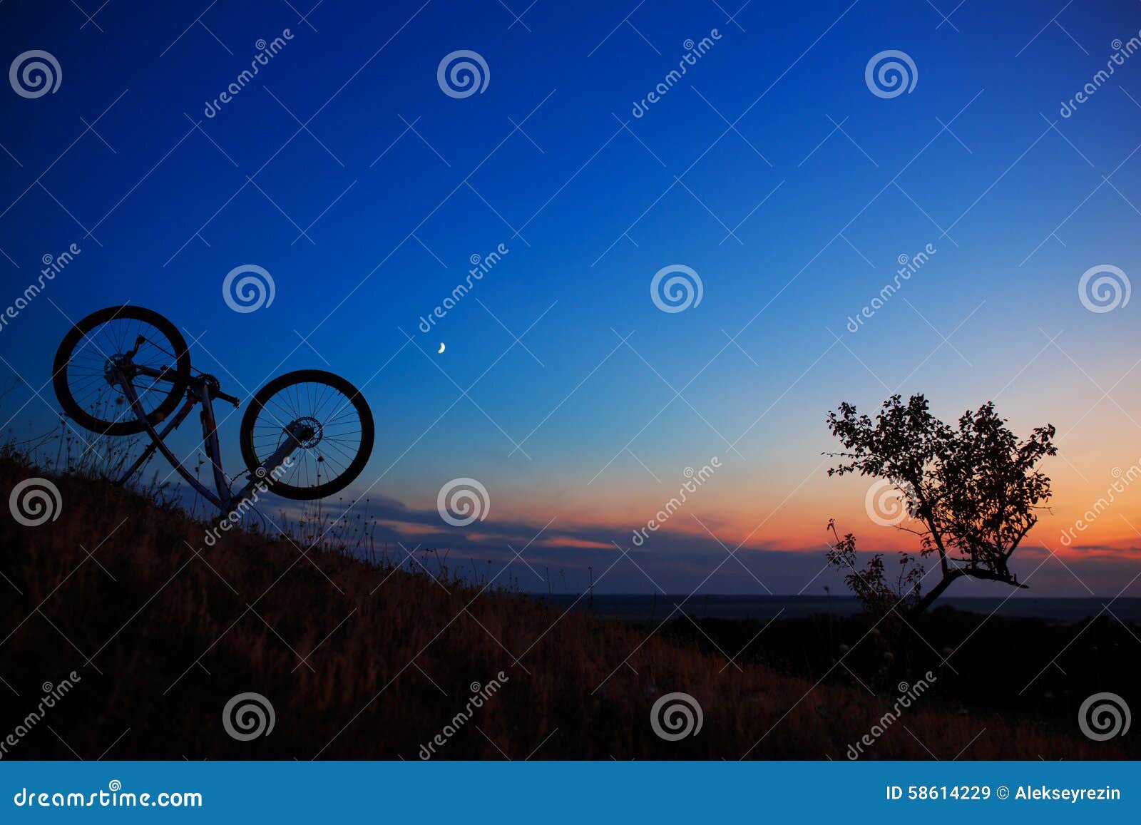 Beautiful Scene of Bike on Sunset Stock Image - Image of landscape ...