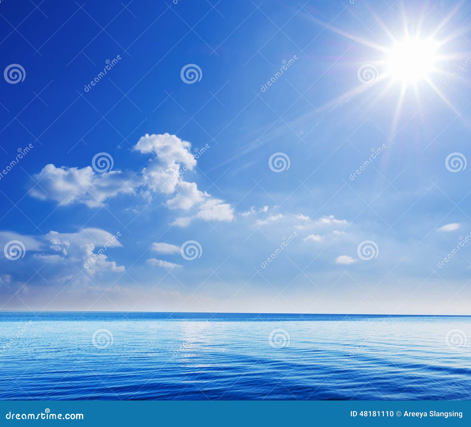 Beautiful Scene of Ocean and Sky Stock Photo - Image of sunny, cloud ...