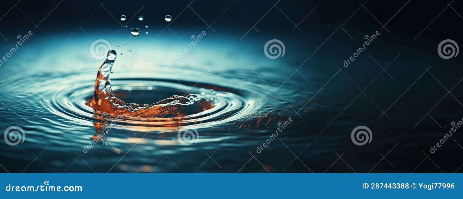 Beautiful Scene of Realistic Water Drop Falling into Water, Copy Space ...