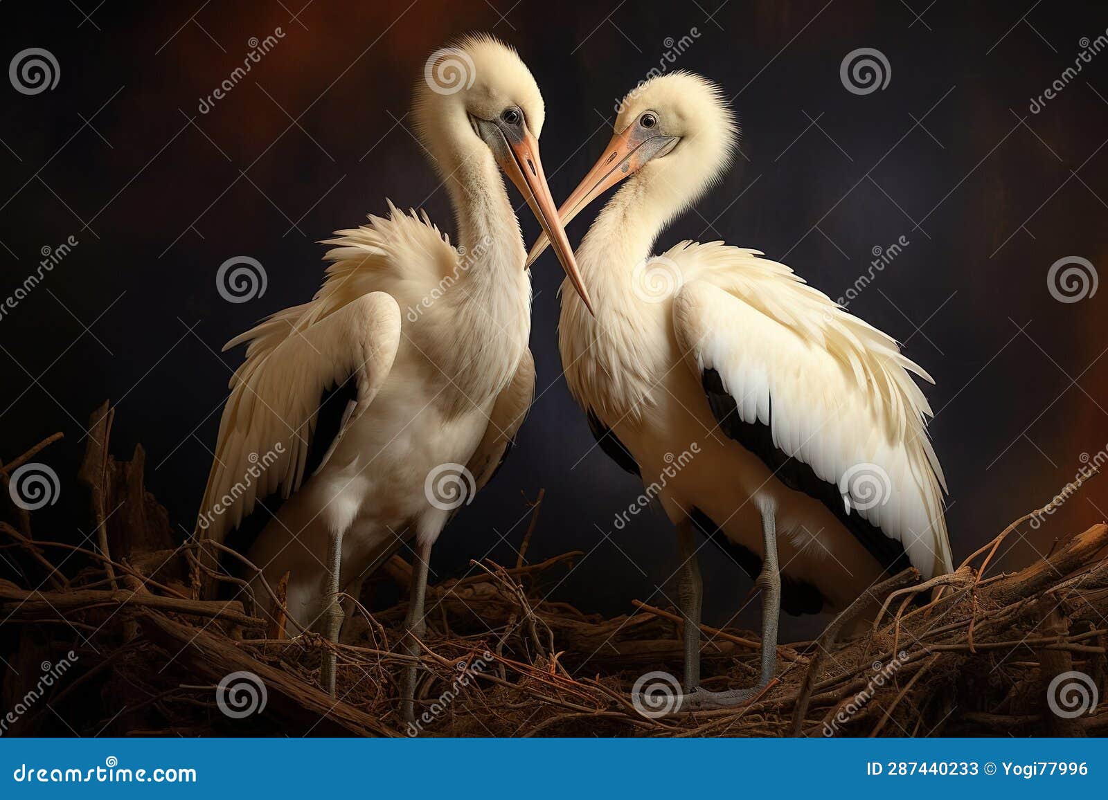 A Beautiful Scene with Storks in a Nest. Created with Generative Ai ...
