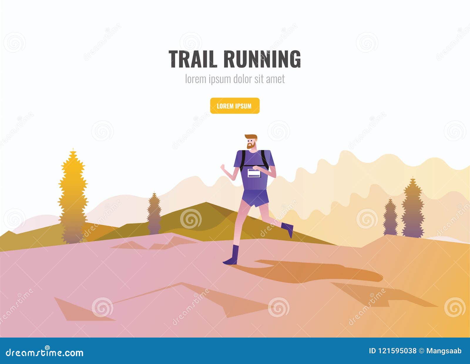 Trail Runner of Men Running on the Mountain. Stock Vector ...