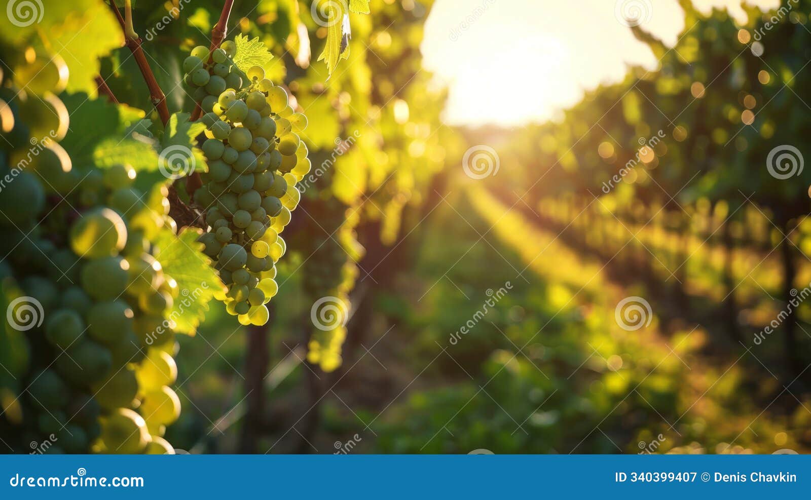 Beautiful Scenery of Green Grape Farm, the Sun is Shining Stock Image ...
