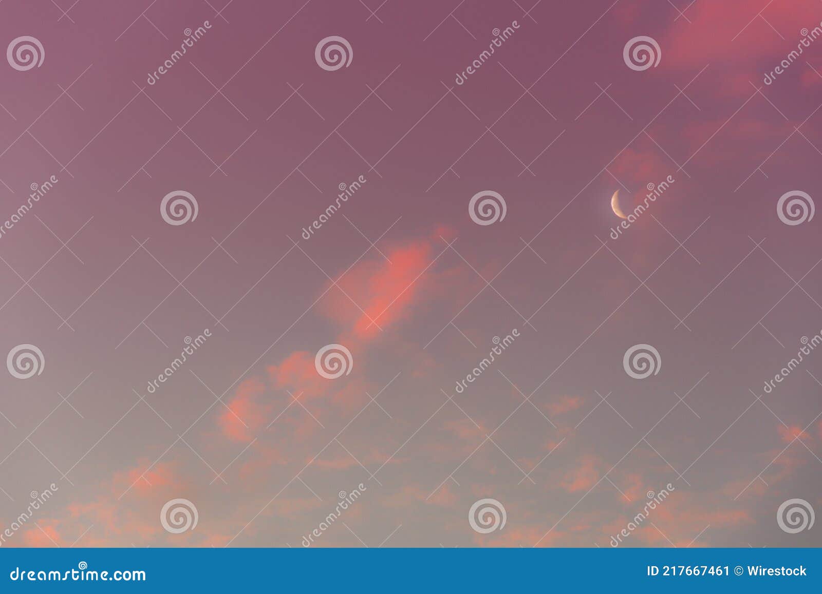 Beautiful Scenery of an Indigo Sky with a Crescent Moon during Sunset ...