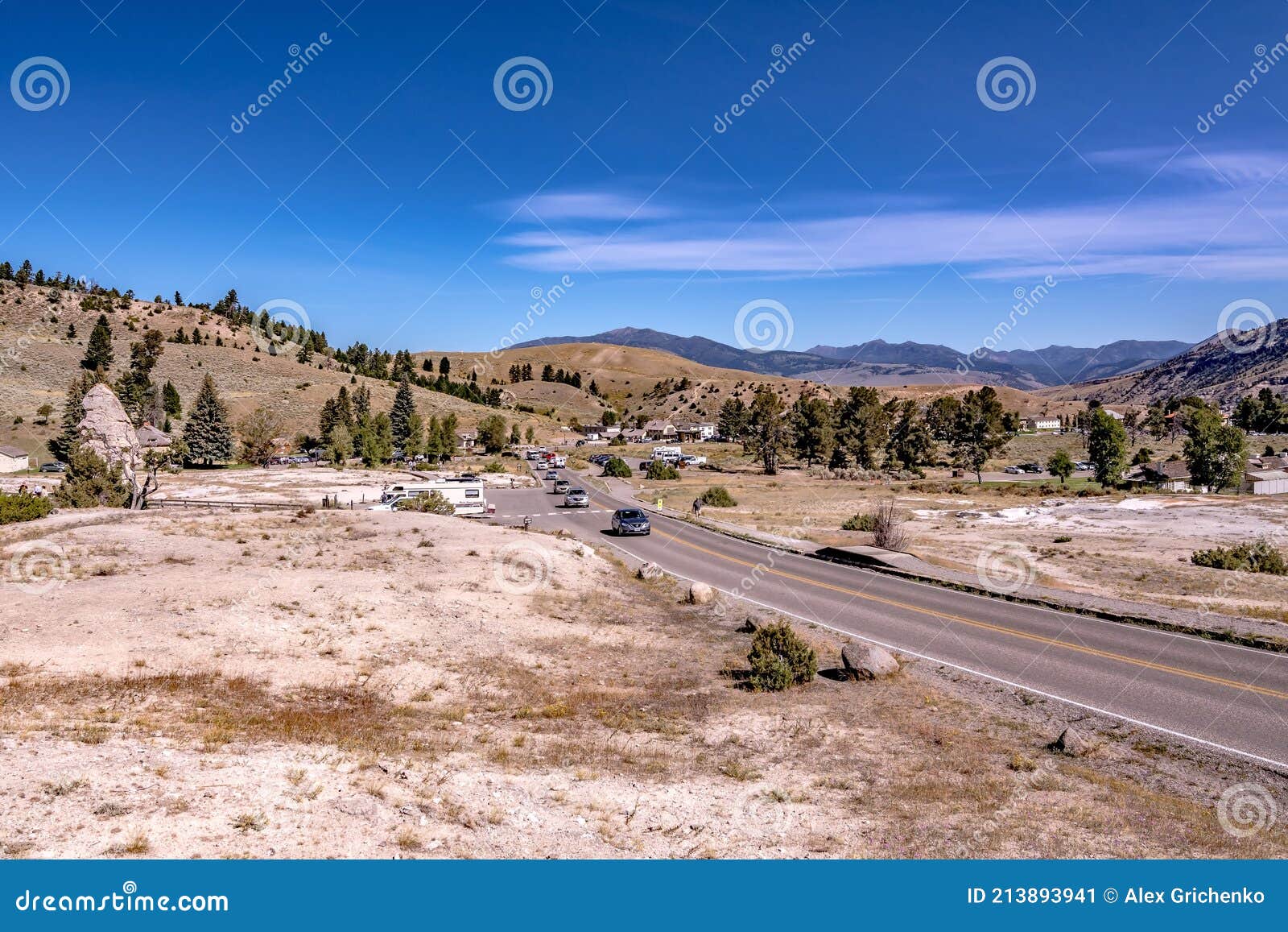 Beautiful Scenery at Mammoth Hot Spring in Yellowstone Stock Image ...