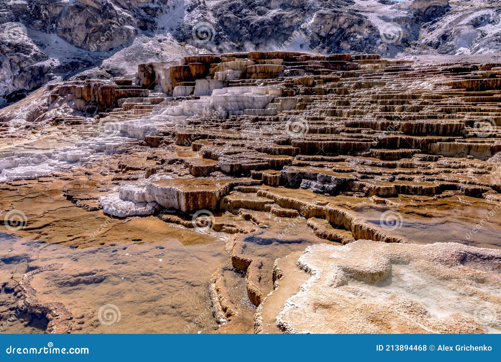 Beautiful Scenery at Mammoth Hot Spring in Yellowstone Stock Photo ...