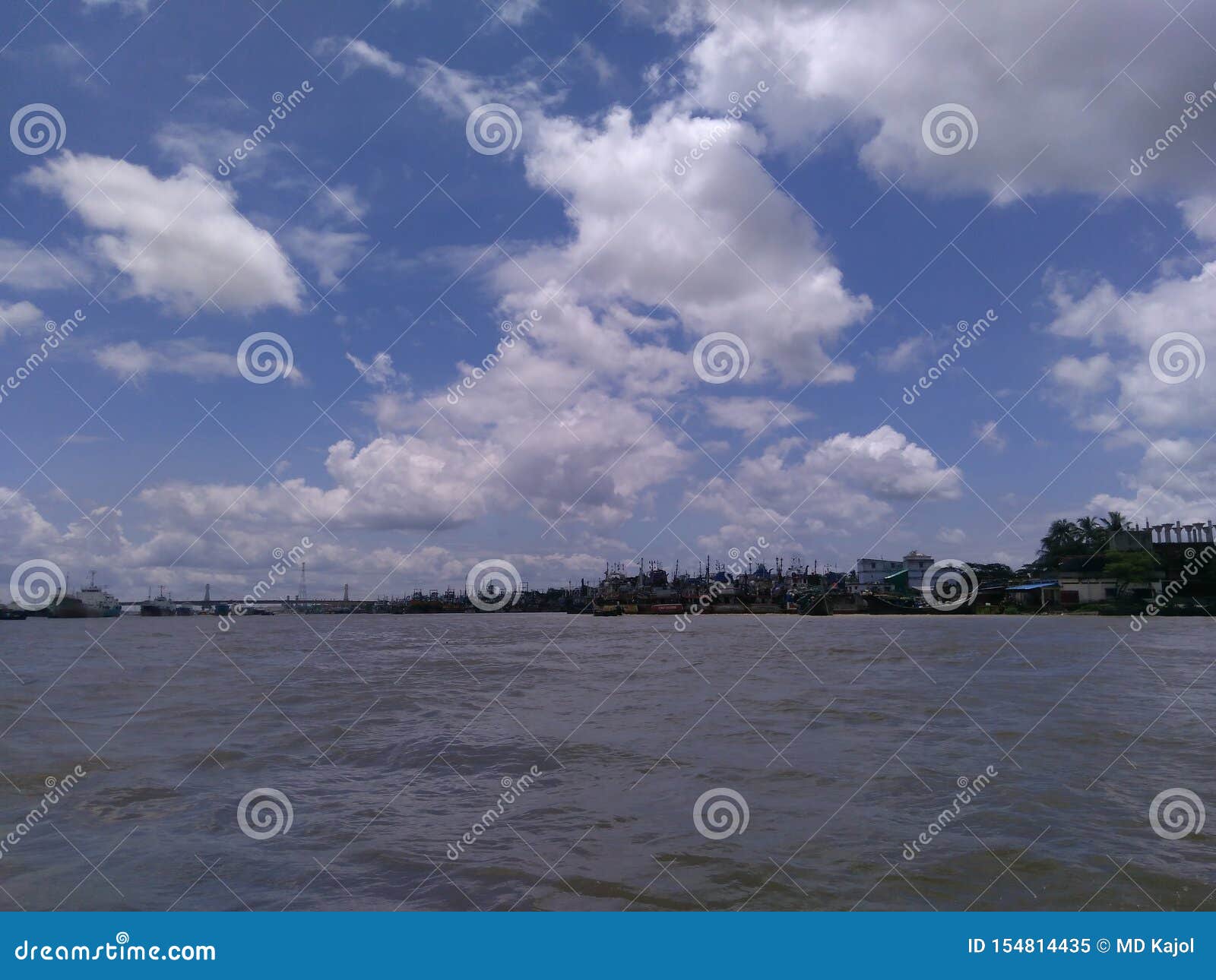 Beautiful Scenery Overlooking the Karnaphuli River with White Clouds ...