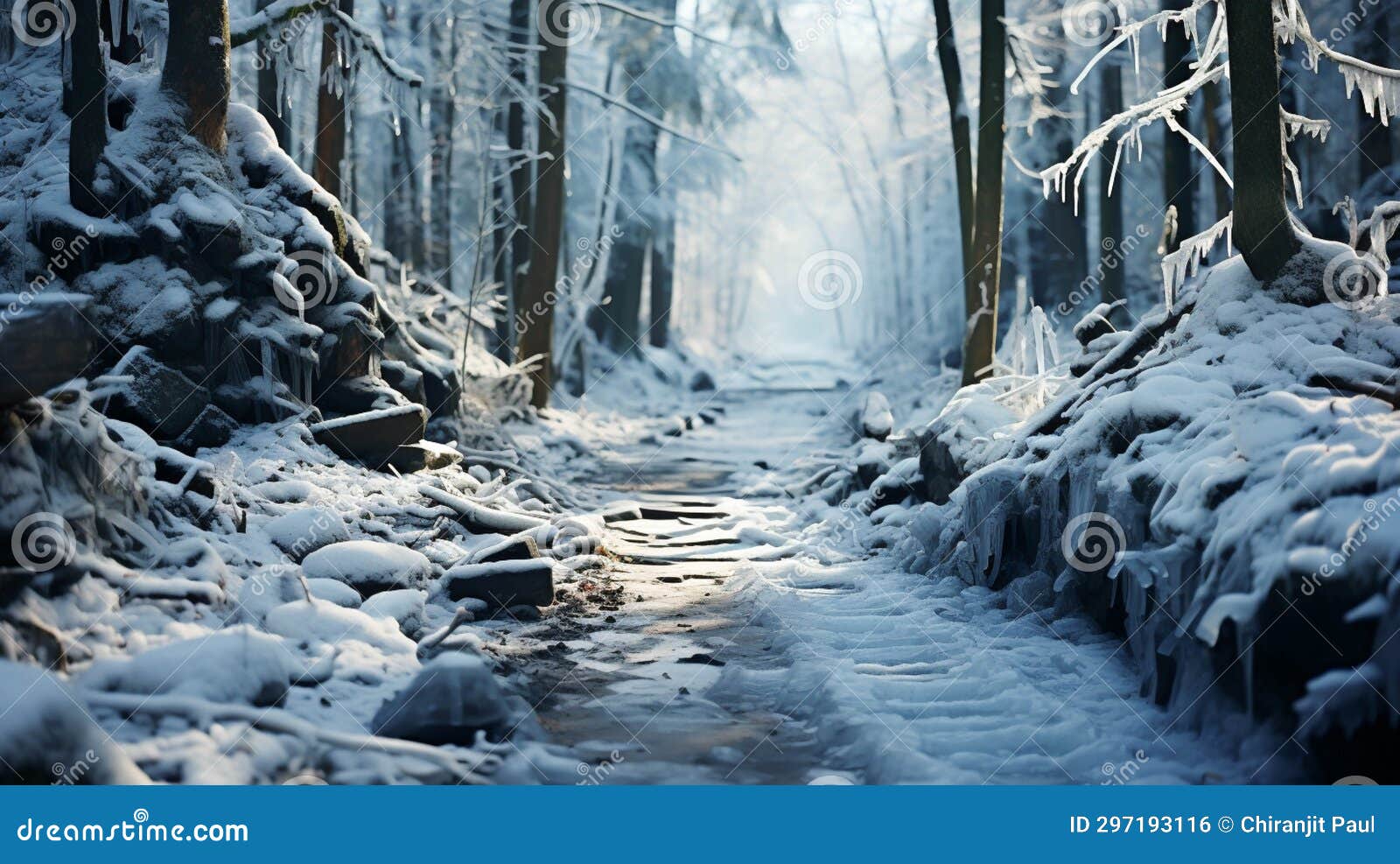 Beautiful Scenery of a Pathway in a Forest with Tree Stock Illustration ...